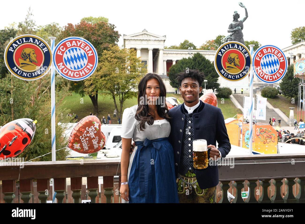 David ALABA (FC Bayern Munich) with girlfriend Shalimar HEPPNER pose ...