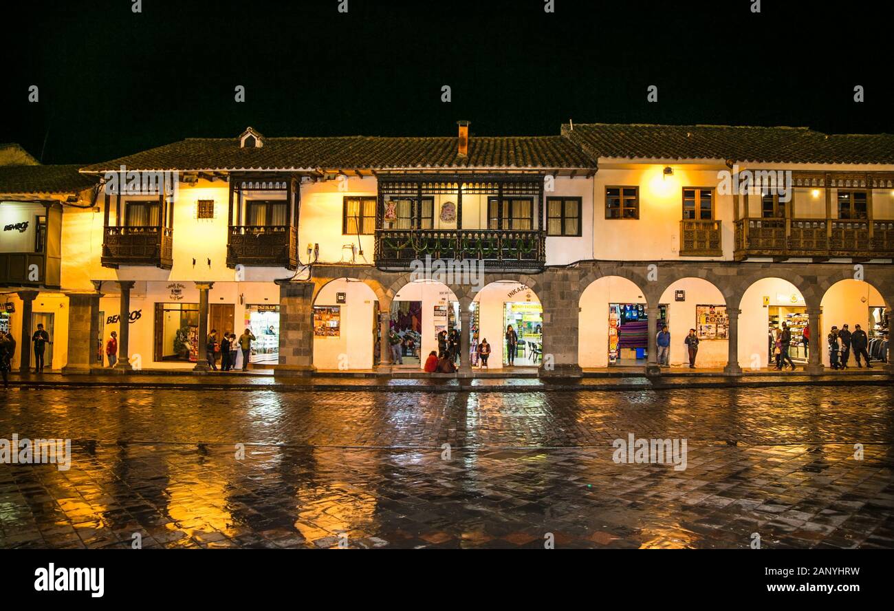 Cusco, Peru - Jan 6, 2019: Historic Colonial Buildings on the Plaza de ...