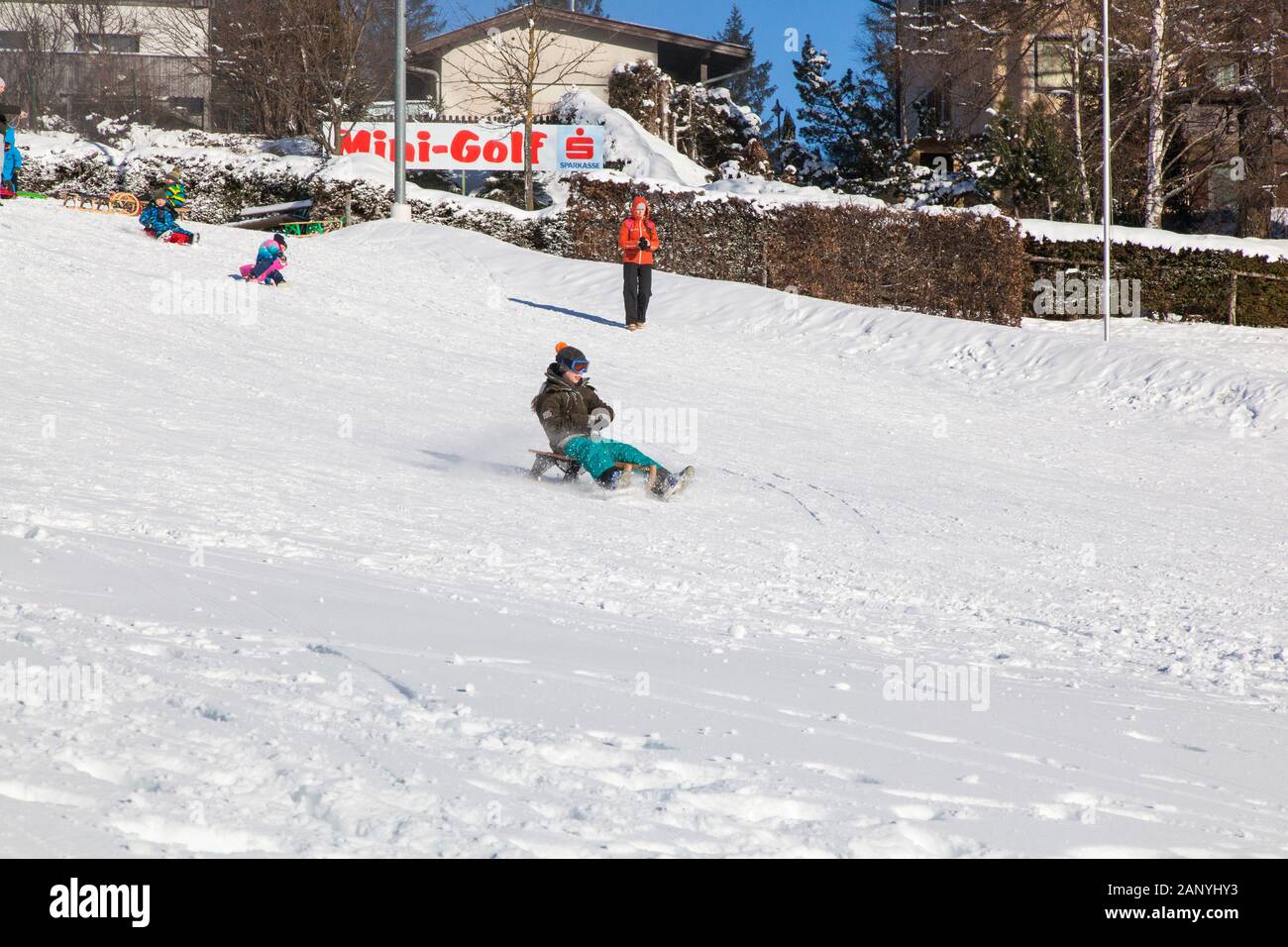 Learner tobogganing and sledging slope, Semmering ski resort, Lower ...