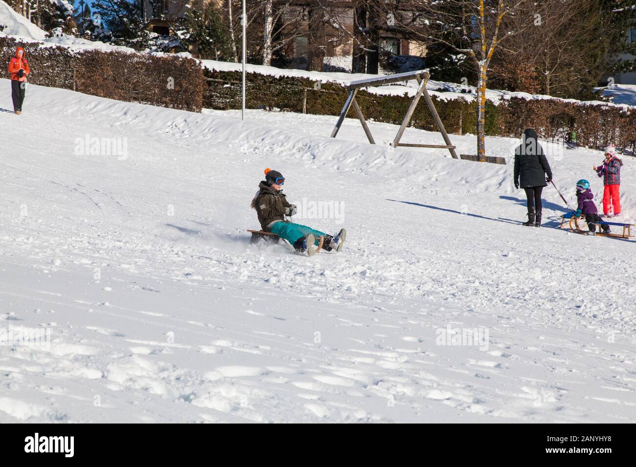 Learner tobogganing and sledging slope, Semmering ski resort, Lower ...