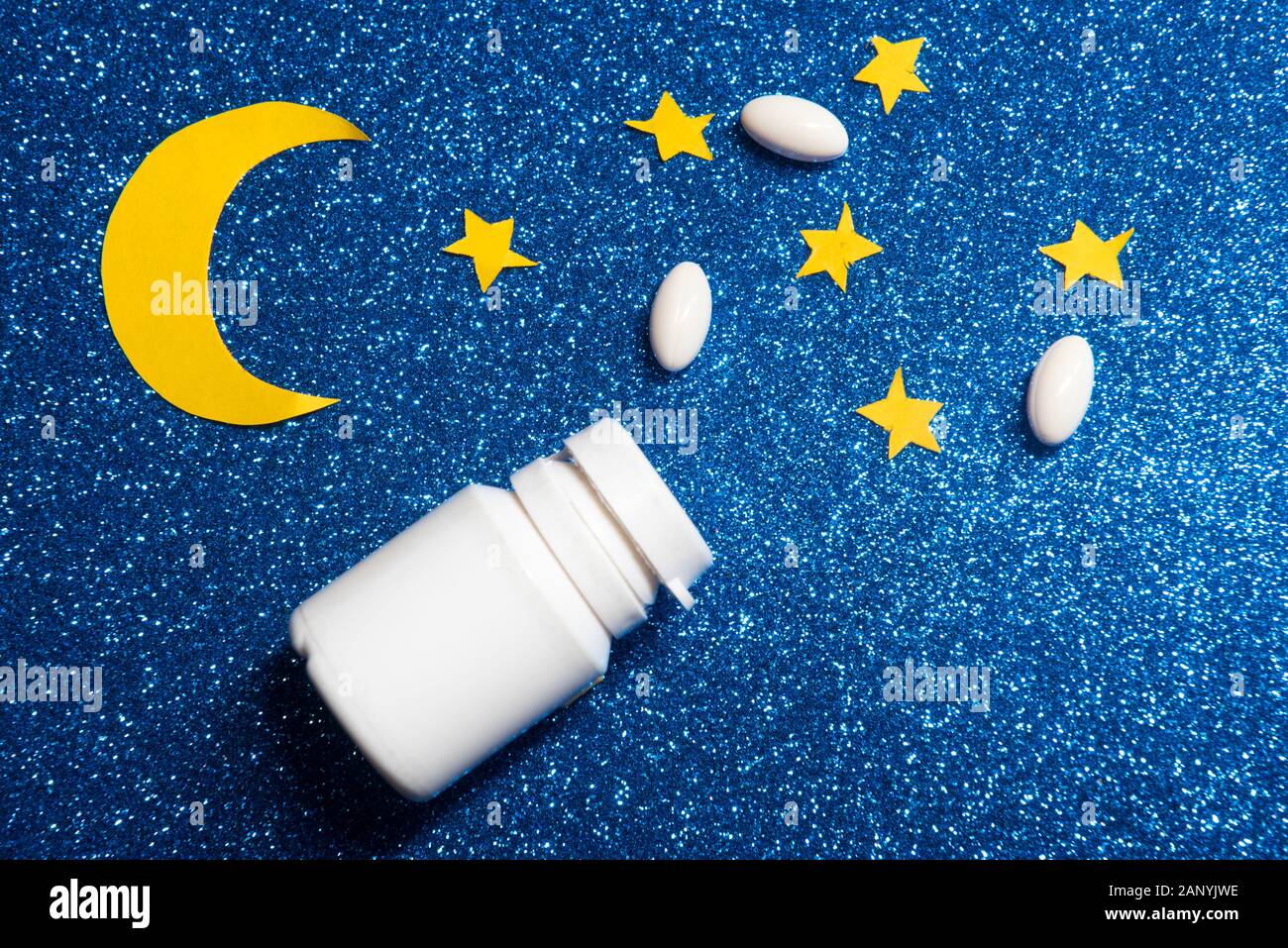 Sky with moon and stars and sleeping pills Stock Photo - Alamy