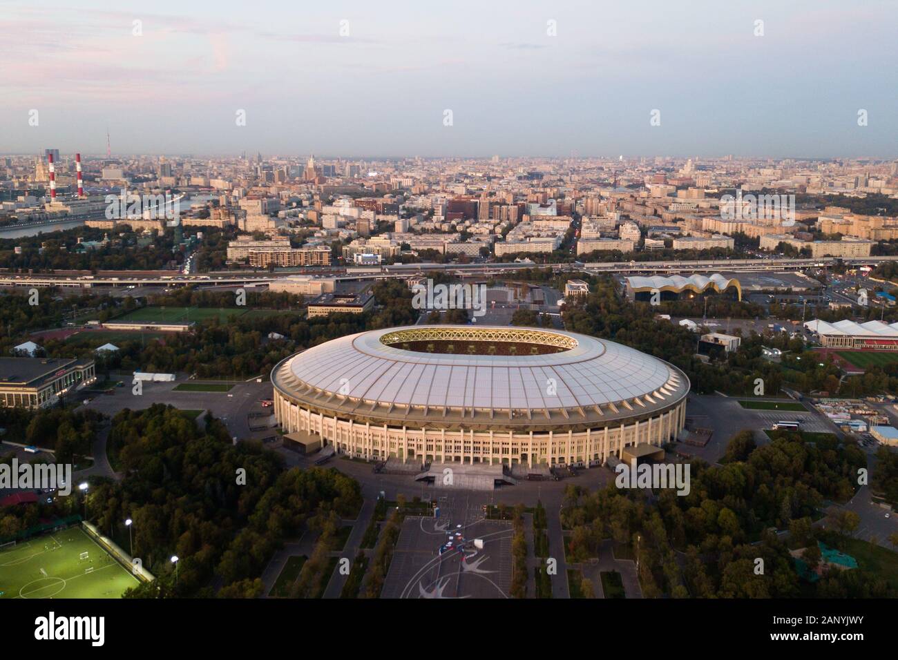 MOSCOW, RUSSIA - Oct 28, 2018: Luzhniki Stadium in Moscow. Stage of the ...