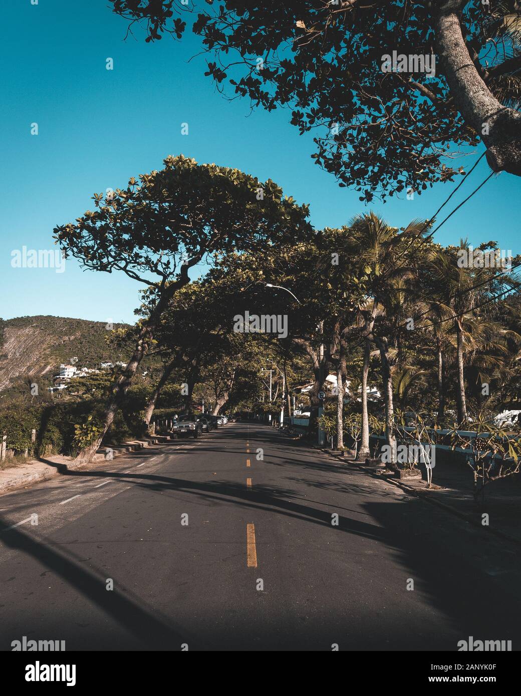 RIO DE JANEIRO, BRAZIL - Jan 11, 2020: Beautiful road on a beach in Rio ...