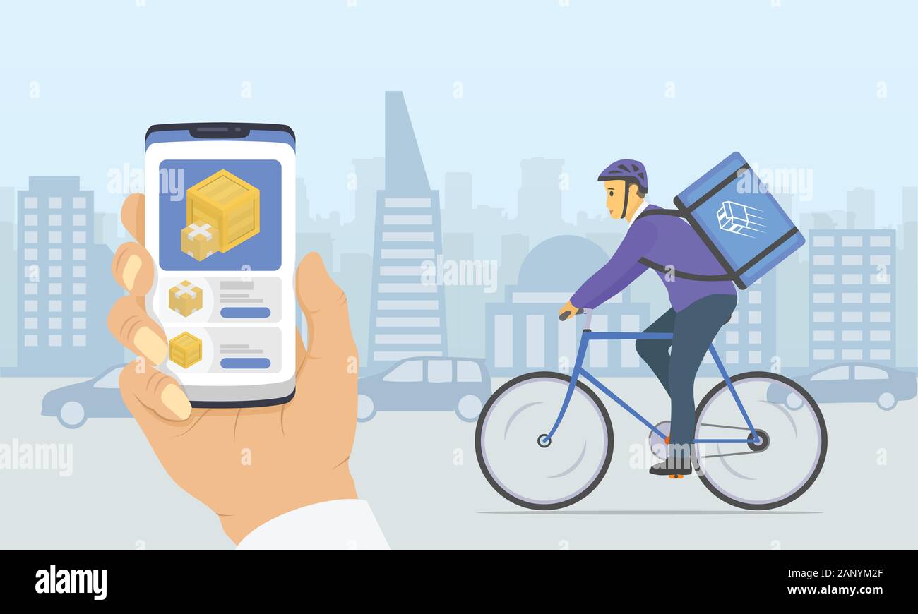goods package delivery courier with smartphone apps for delivery ...