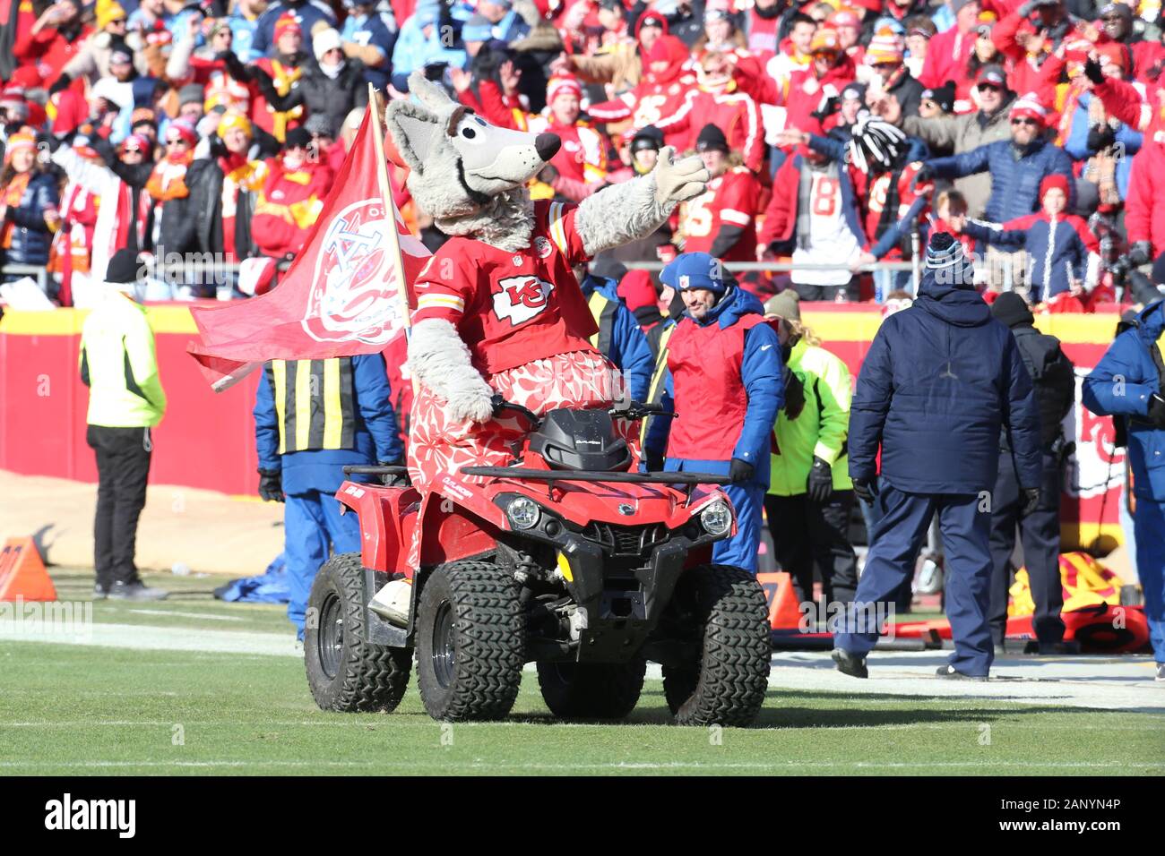 Kansas City Chiefs mascot K.C. Wolf rides around the stadium prior to ...