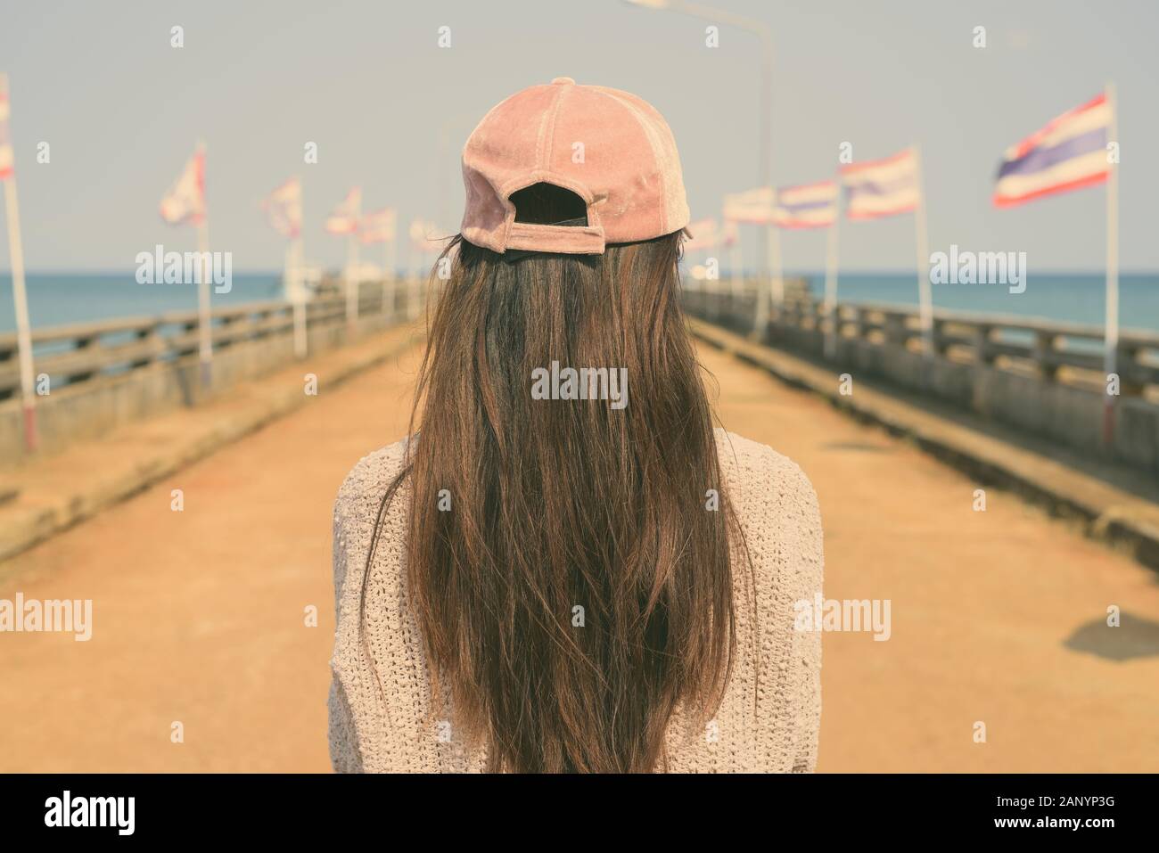 Rear back view asian female hi-res stock photography and images - Alamy