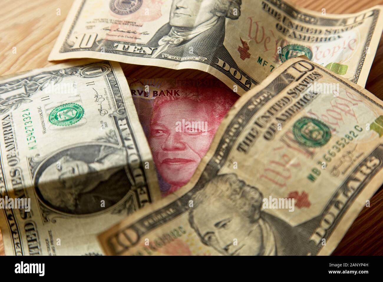 African rand to the US dollar - currency exchange concept Stock Photo ...