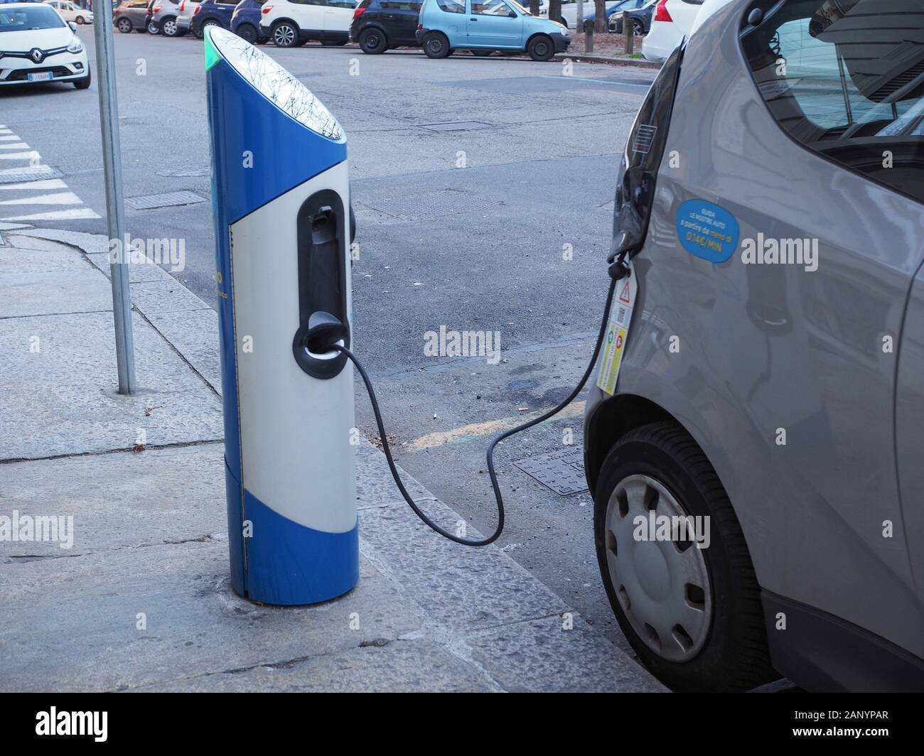 TURIN, ITALY - CIRCA DECEMBER 2019: electric car charging station Stock ...