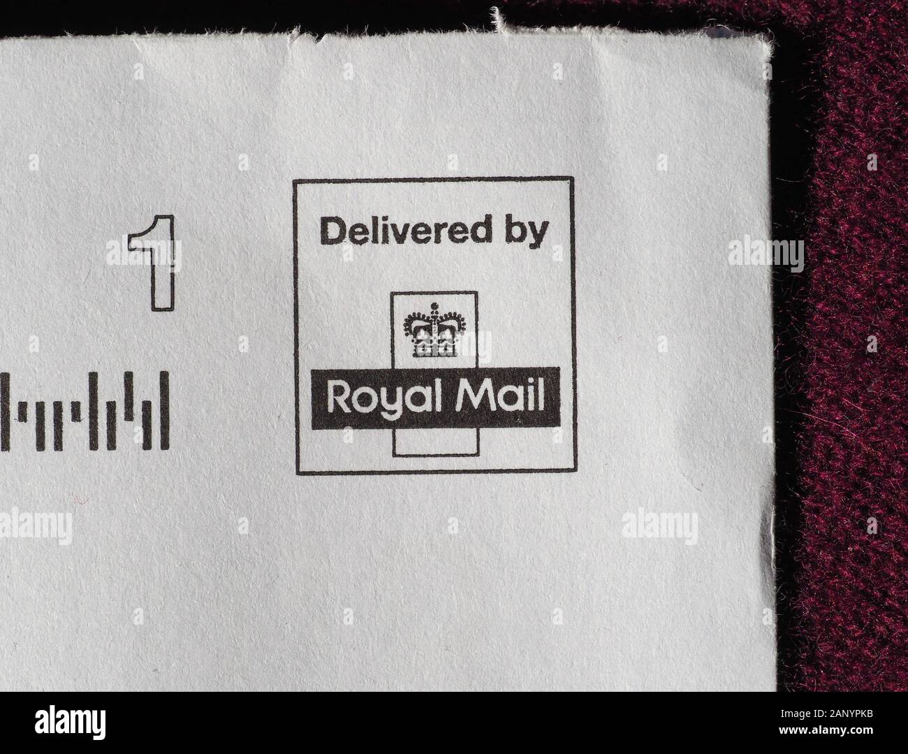 LONDON, UK - CIRCA DECEMBER 2019: Royal Mail sign on a letter envelope ...