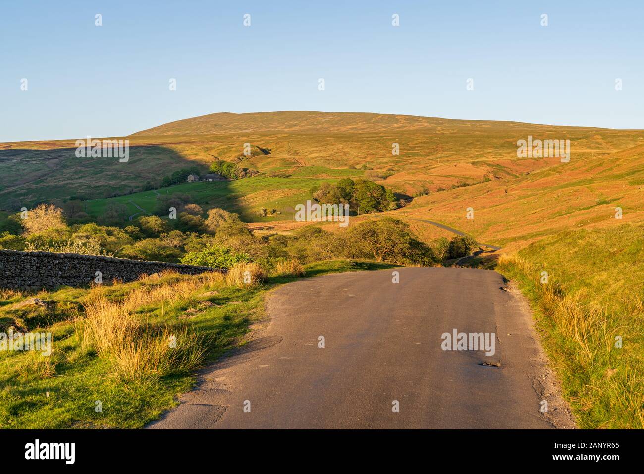 Rural road in the Yorkshire Dales between Gawthrop and Barbon, Cumbria ...