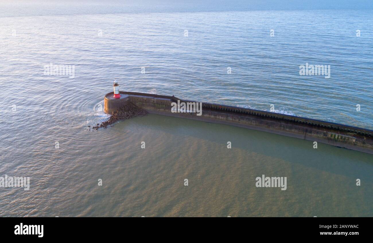 aerial view of newhaven harbour breakwater on the sussex coast Stock ...