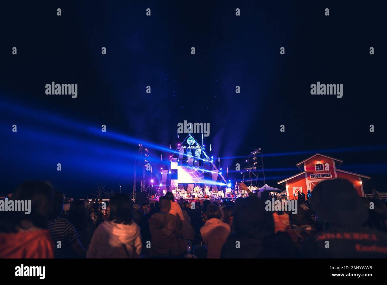 Concert, listening Acoustic music at night pai Stock Photo - Alamy