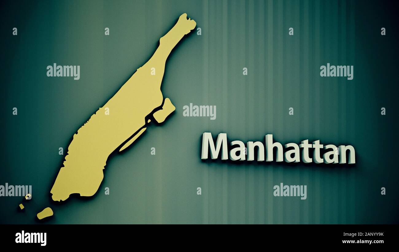 Manhattan Map Shape 3D Illustration Stock Photo - Alamy