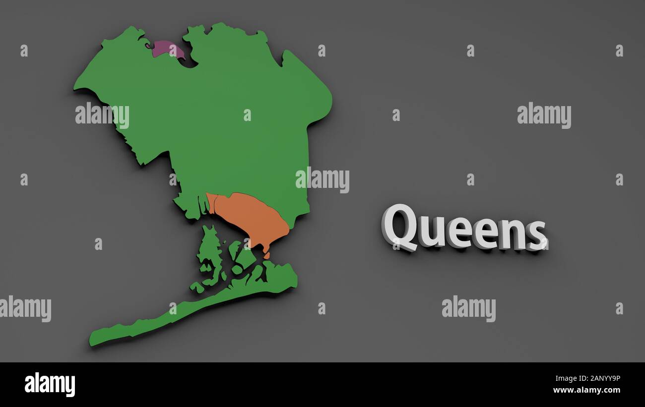 Queens Map Shape 3D Illustration Stock Photo - Alamy