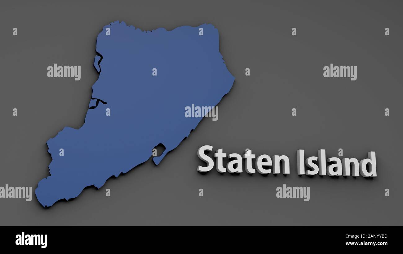 Staten Island Map Shape 3D Illustration Stock Photo - Alamy