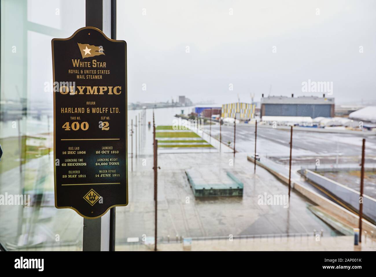 View of Olympic dock from Titanic Belfast, Northern Ireland Stock Photo ...