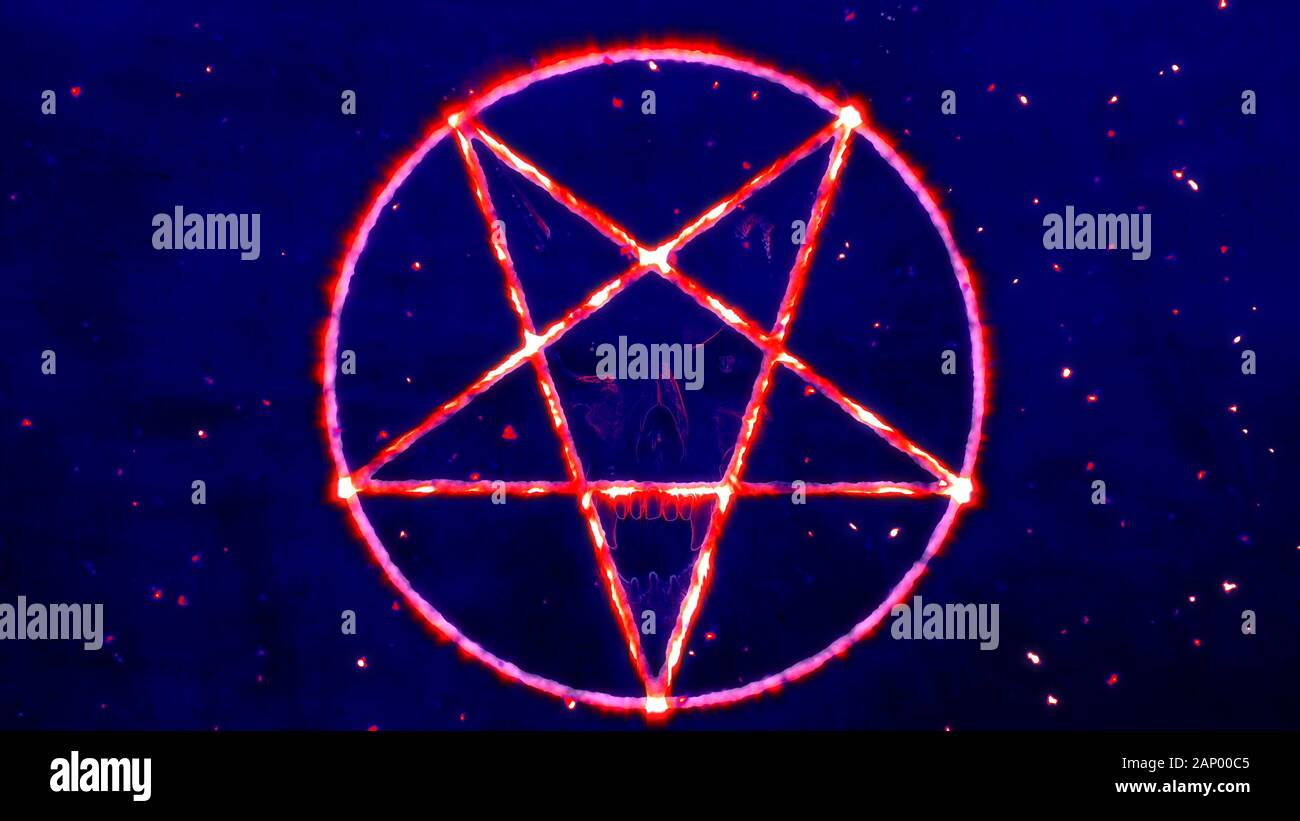 Inverted Pentagram Symbol with the Face of the Evil Illustration Stock ...
