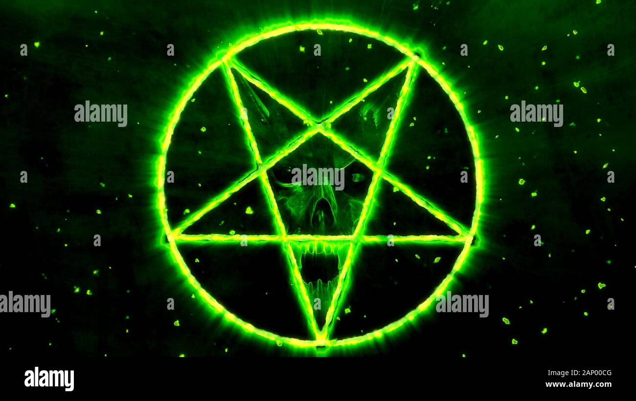 Inverted Pentagram Symbol with the Face of the Evil Illustration Stock ...