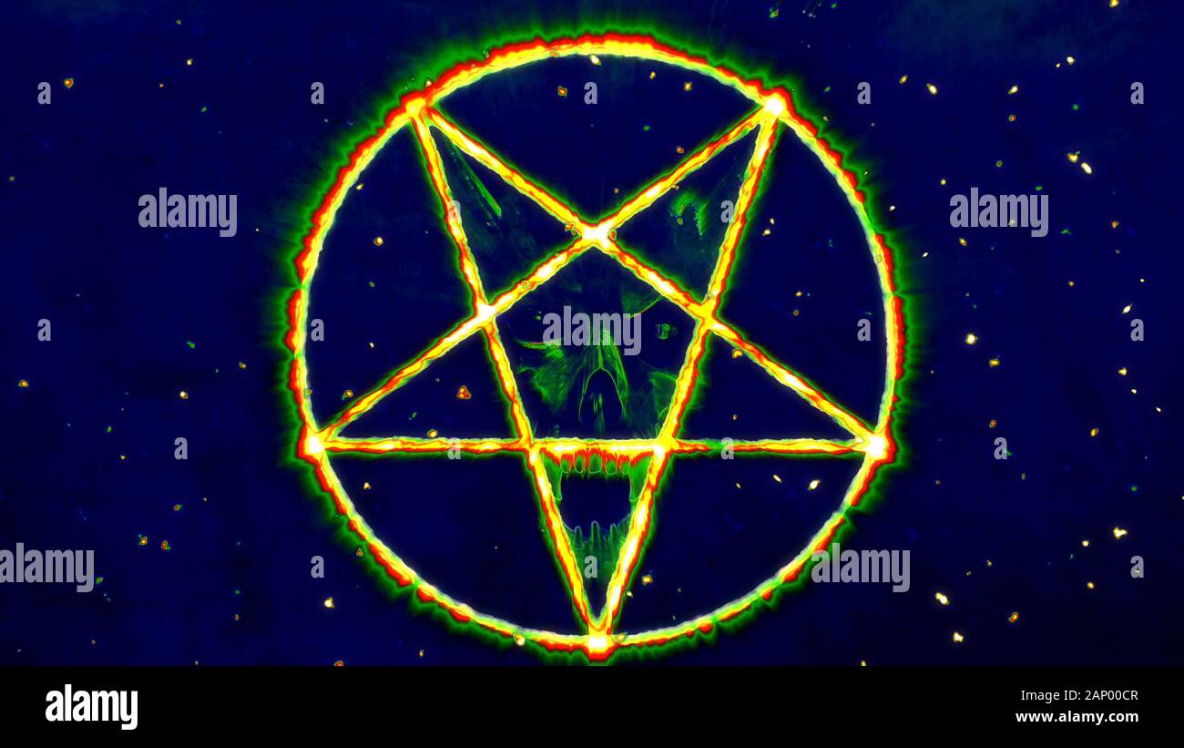 Inverted Pentagram Symbol with the Face of the Evil Illustration Stock ...
