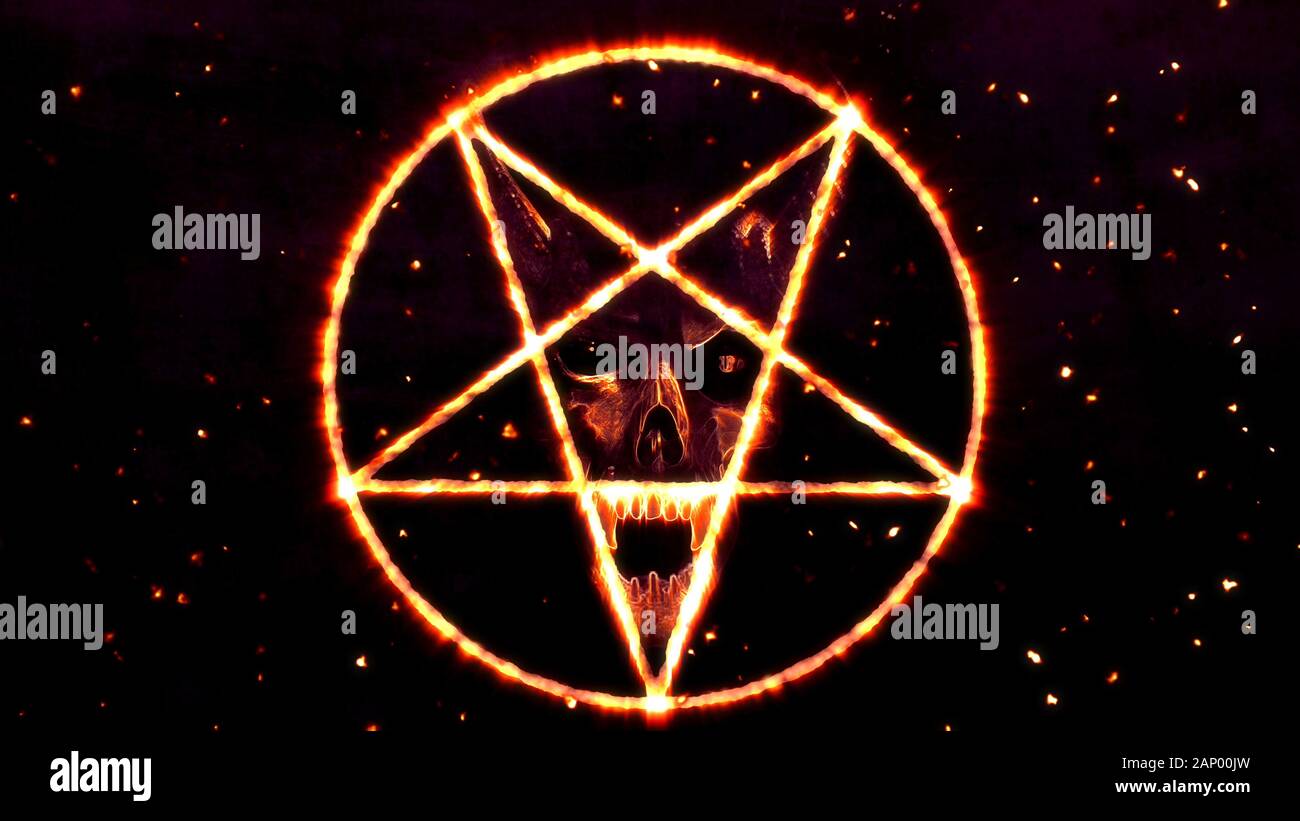 Inverted Pentagram Symbol with the Face of the Evil Illustration Stock ...
