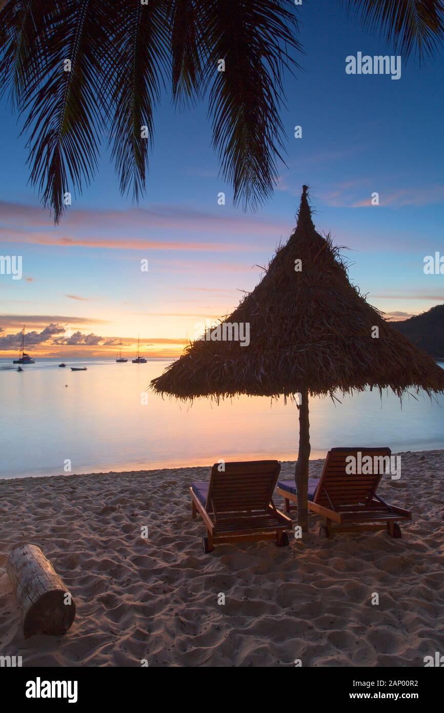 Octopus Resort at sunset, Waya Island, Yasawa Islands, Fiji Stock Photo ...