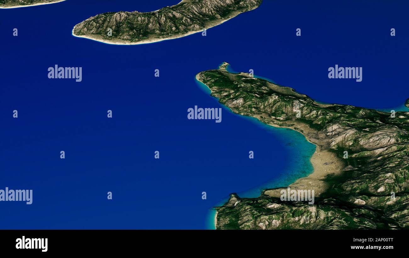Small Volcanic Islands in the Ocean Aerial 3D Illustration Stock Photo ...