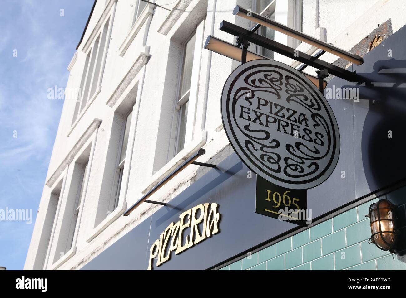 Pizza Express Guildford pizzeria, Guildford, Surrey, UK, January 2020 ...