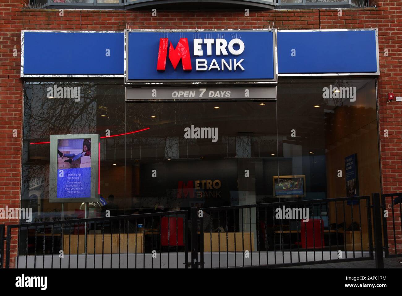 Metro Bank high street store front, Guildford, Surrey, UK, January 2020 ...