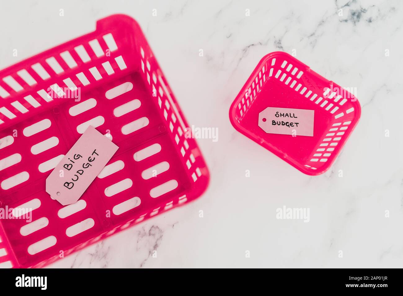 big vs small budget conceptual still-life, different size shopping ...