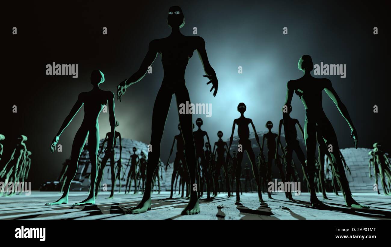 Alien Leader and Army 3D Illustration Stock Photo - Alamy