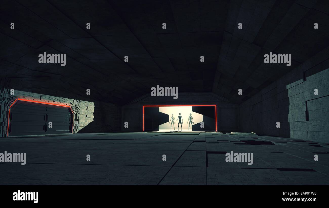 Aliens Reveal behind Space Station Gate 3D Illustration Stock Photo - Alamy