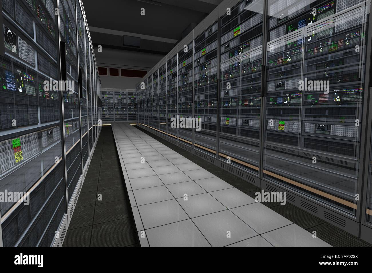 Modern Data Center Server Room 3D Illustration Stock Photo - Alamy