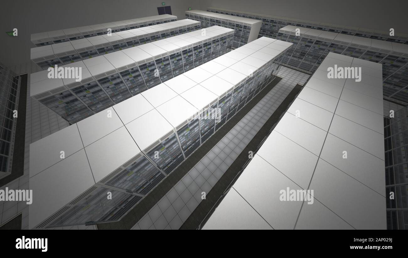 Modern Data Center Server Room 3D Illustration Stock Photo - Alamy