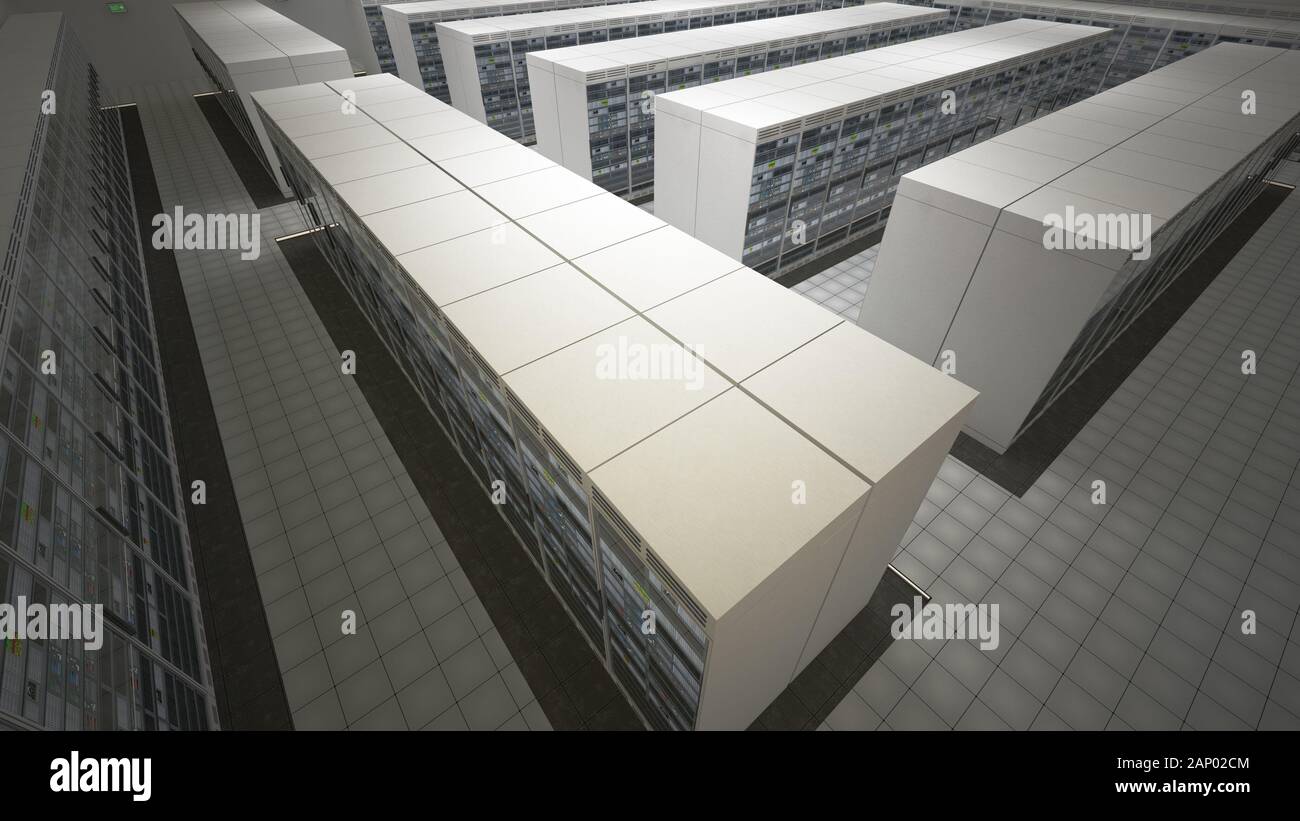 Modern Data Center Server Room 3D Illustration Stock Photo - Alamy