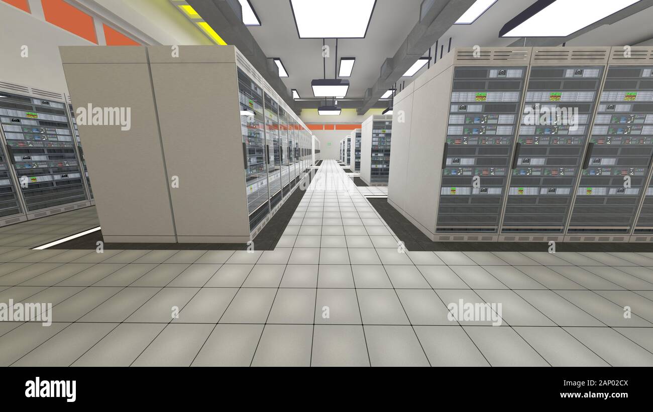 Modern Data Center Server Room 3D Illustration Stock Photo - Alamy
