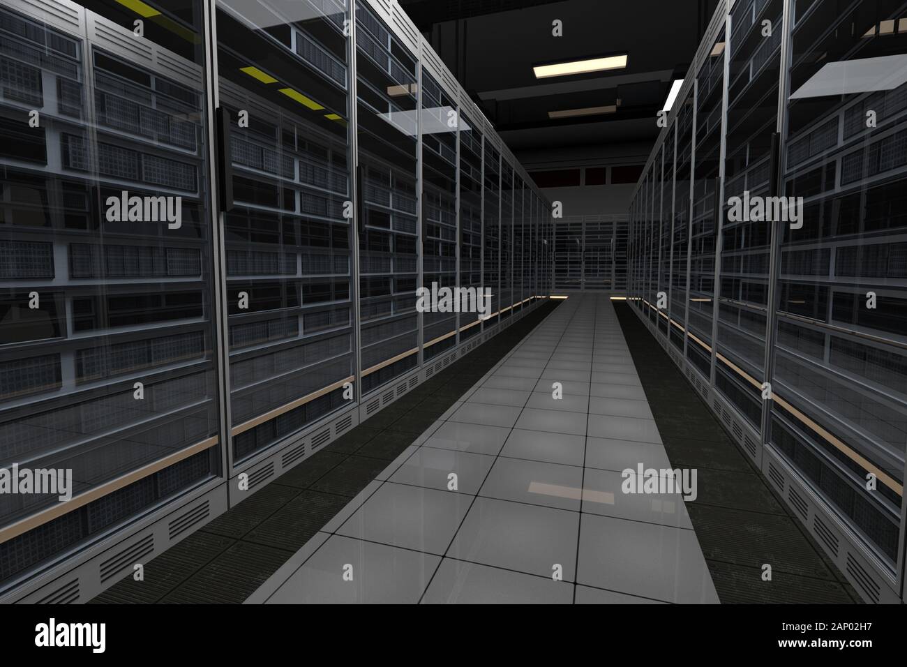 Modern Data Center Server Room 3D Illustration Stock Photo - Alamy
