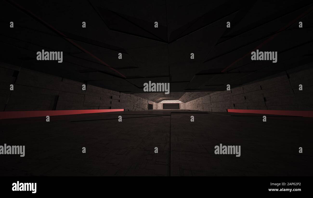 Sci-Fi Interior Space Station Hangar 3D Illustration Stock Photo - Alamy