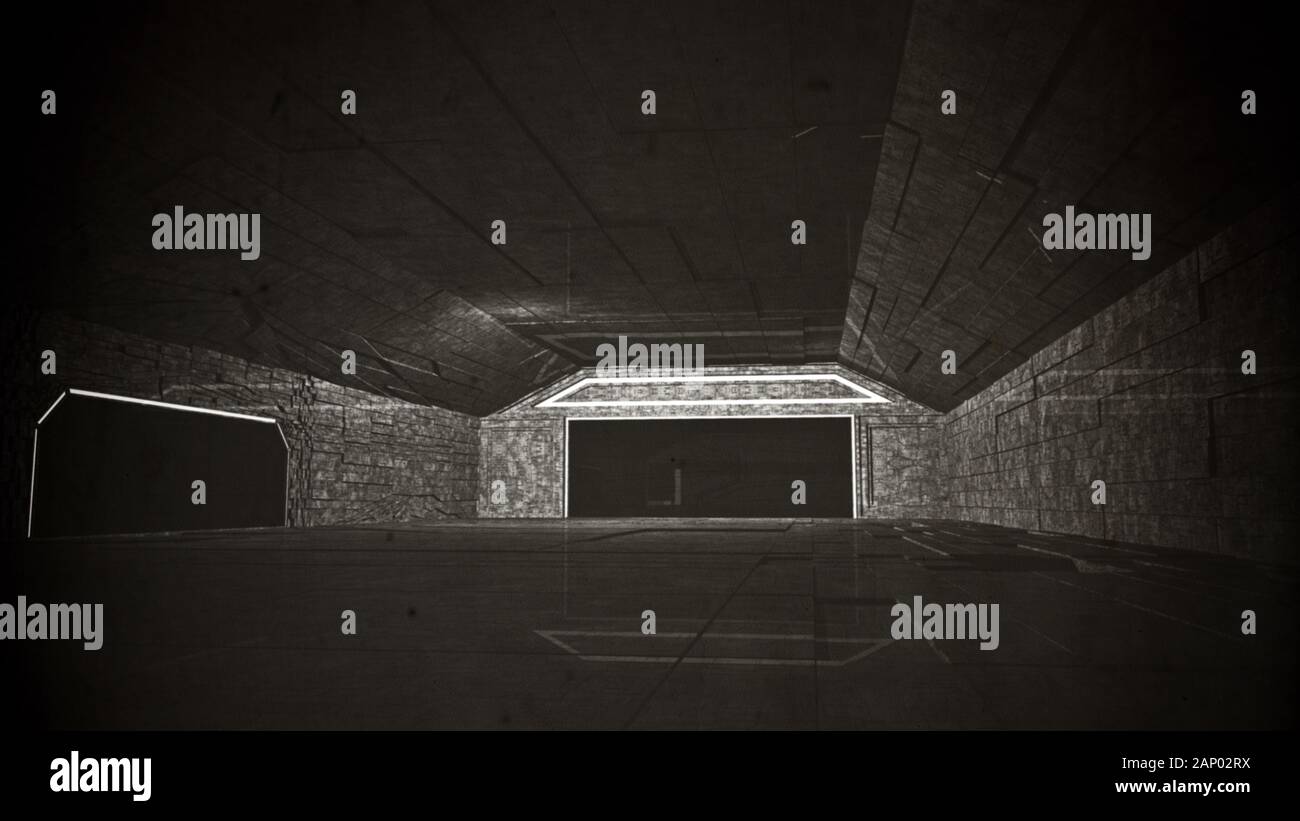 Sci-Fi Interior Space Station Hangar 3D Illustration Stock Photo - Alamy