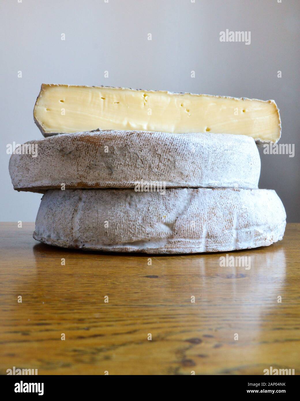 Auvergne cheese, Saint Nectaire, this is mountain cheese Stock Photo ...