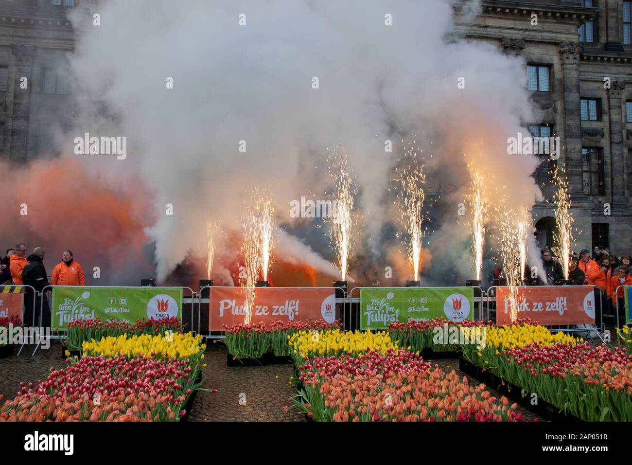 Fireworks At The Dam Square At For The National Tulip Day At Amsterdam ...