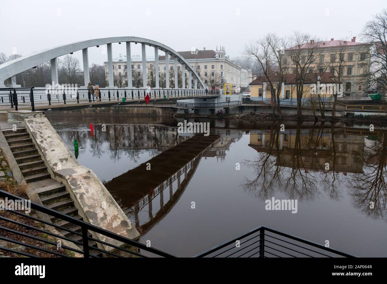 Kaarsild (Arch Bridge) over the Emajõgi river, Tartu, Estonia, on a ...