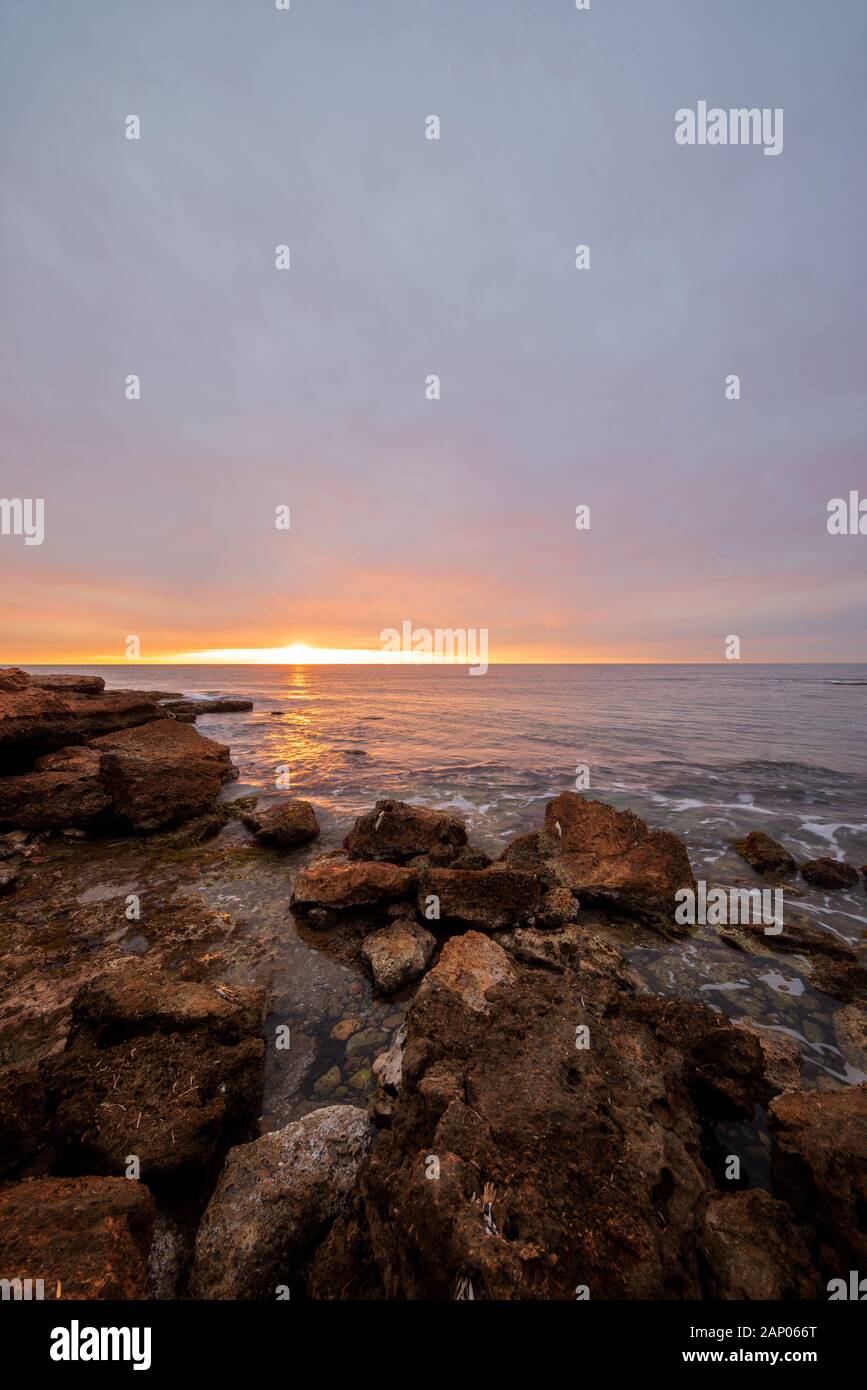 Sunrise on the beach of la renega in Oropesa, Spain Stock Photo - Alamy