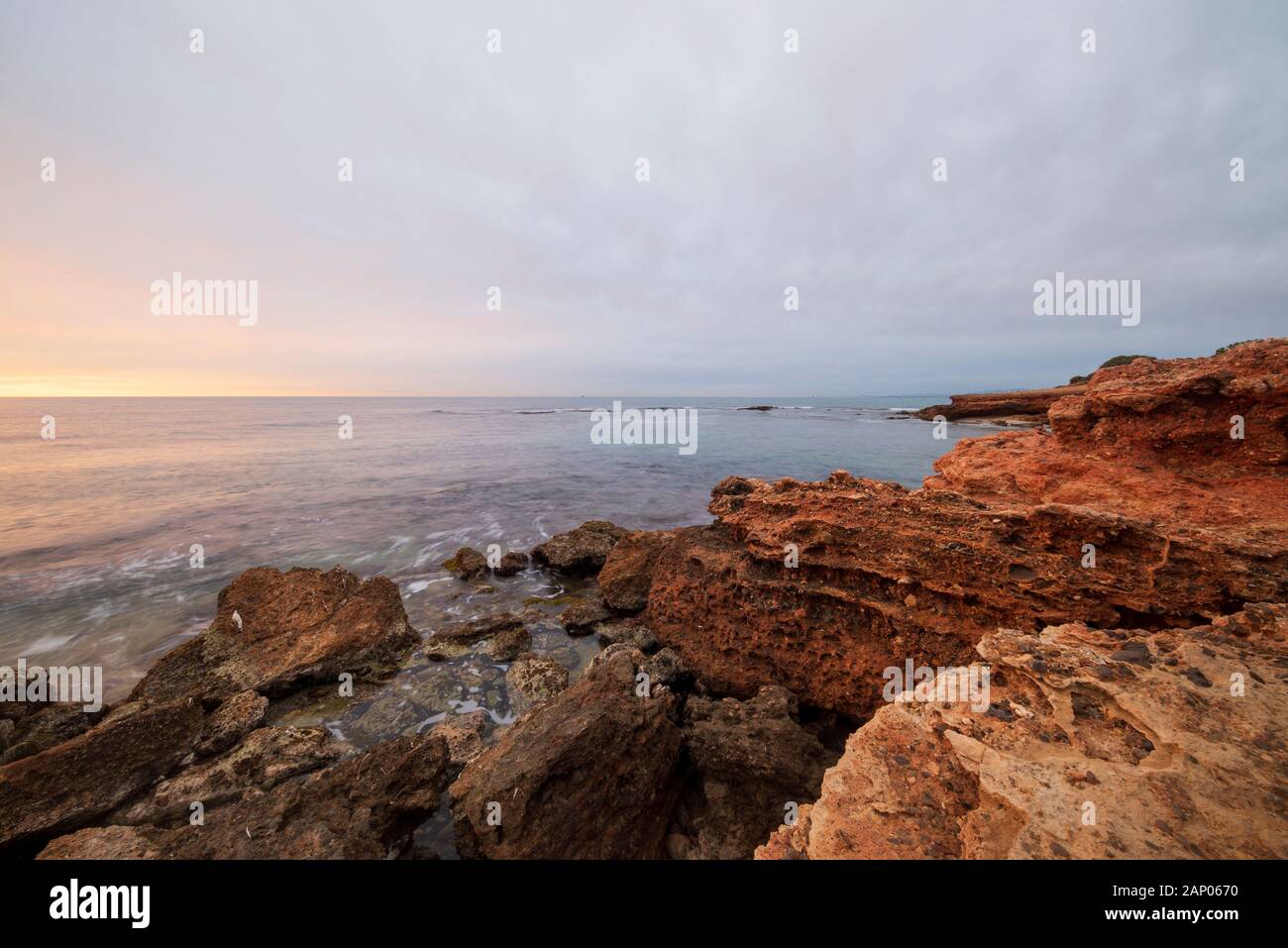 Sunrise on the beach of la renega in Oropesa, Spain Stock Photo - Alamy