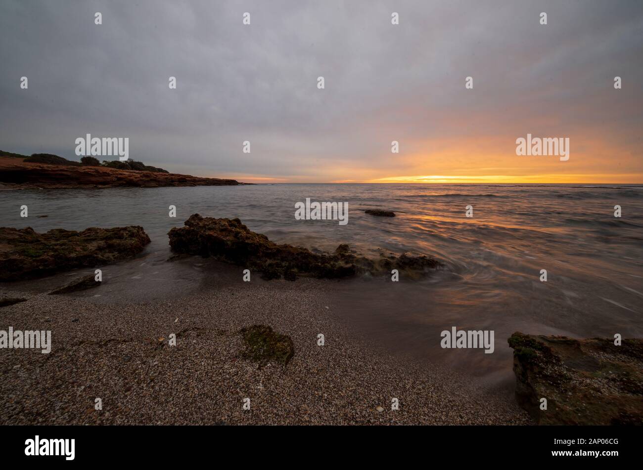 Sunrise on the beach of la renega in Oropesa, Spain Stock Photo - Alamy