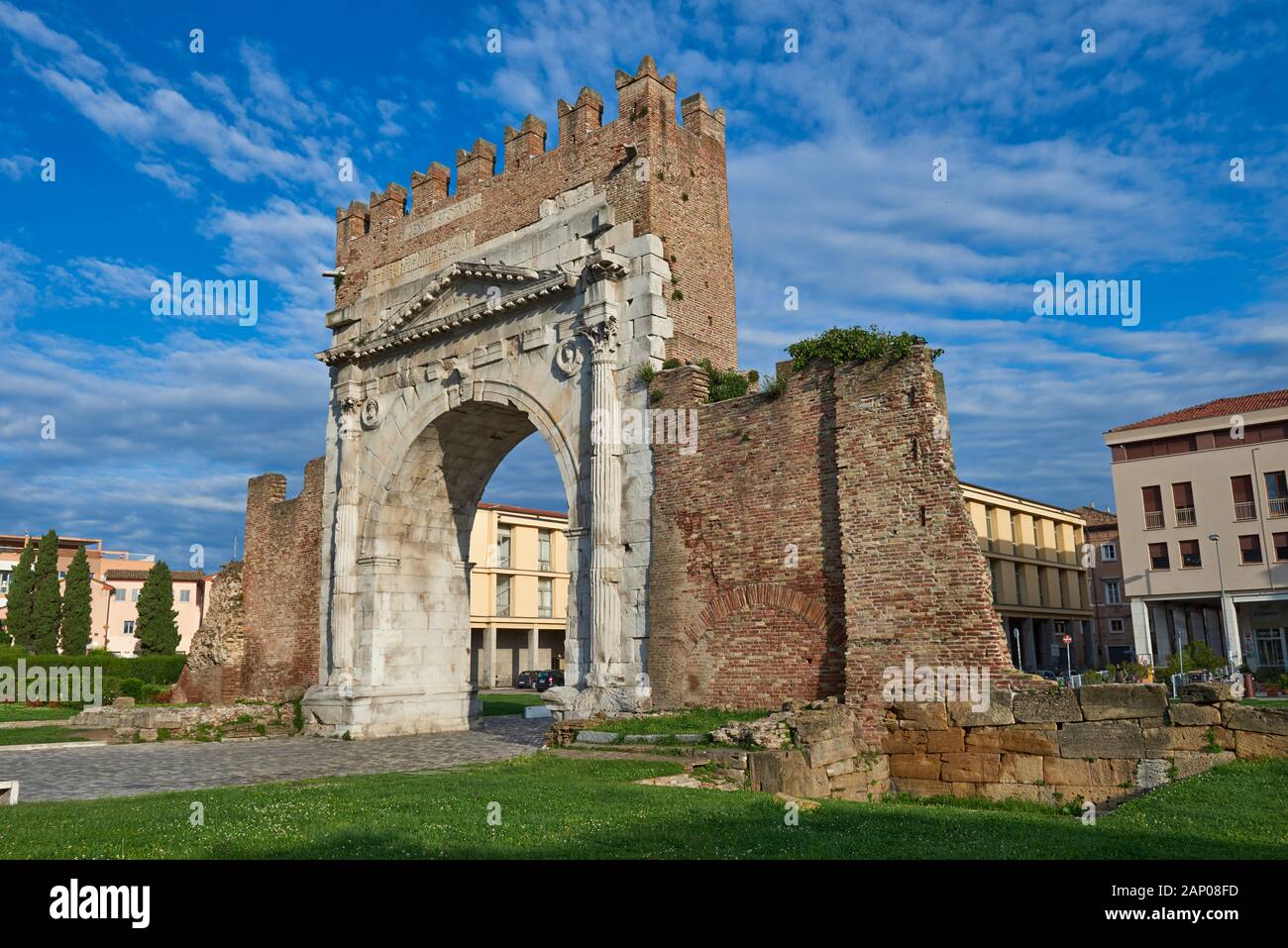 Arch of the Emperor Augustus. Rimini. Italy. A famous historical place ...