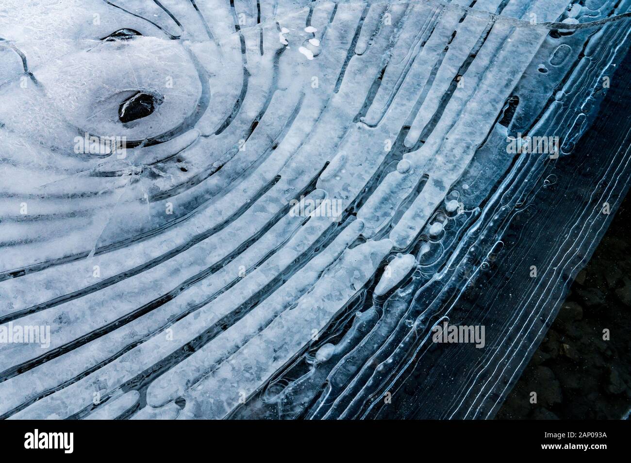 ice structure with beautiful lines on frozen lake Stock Photo - Alamy