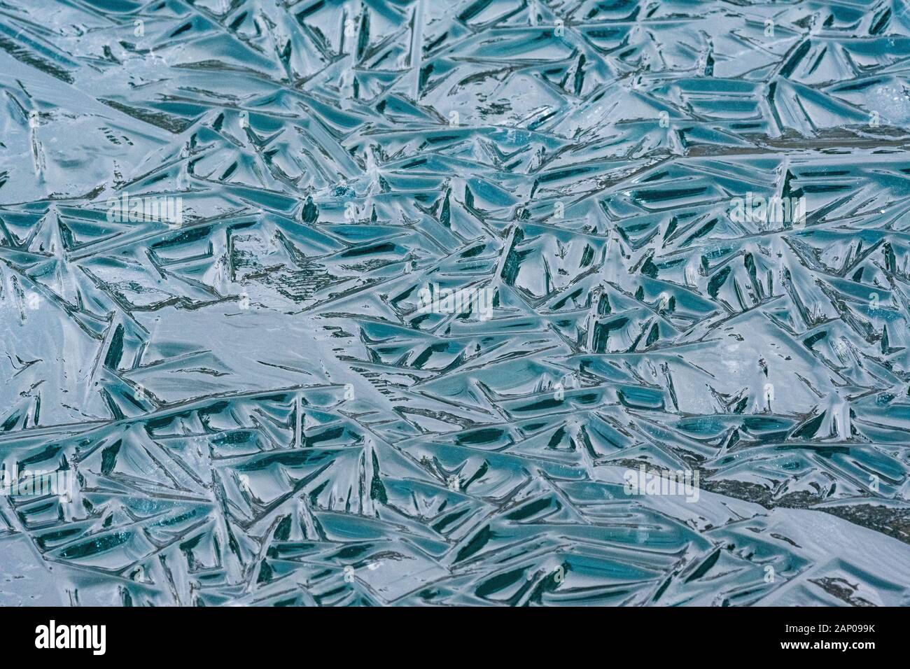 ice structures of frozen lake Oeschinensee in the Bernese Alps Stock ...