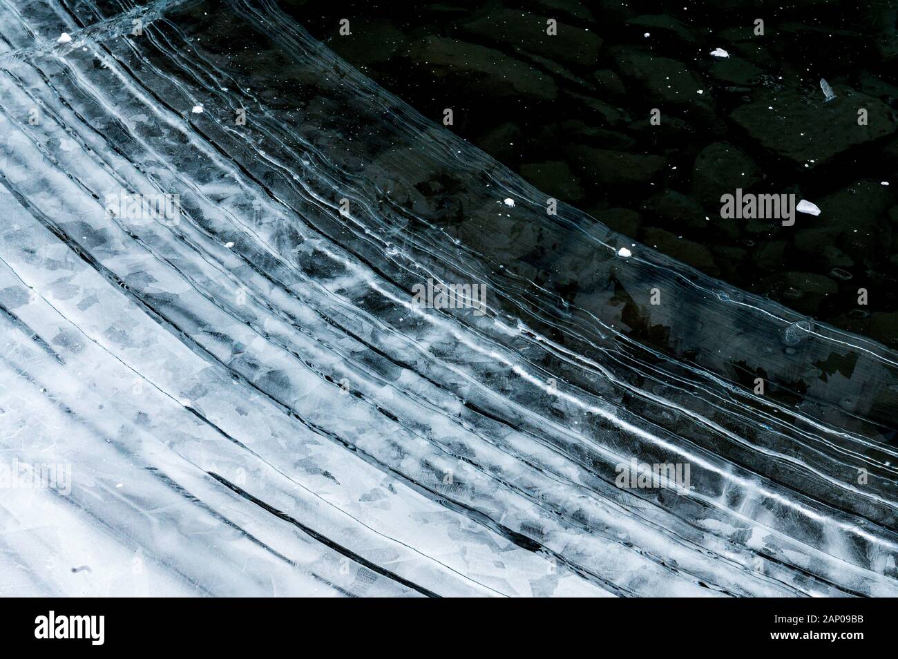 ice structure with beautiful lines on frozen lake Stock Photo - Alamy