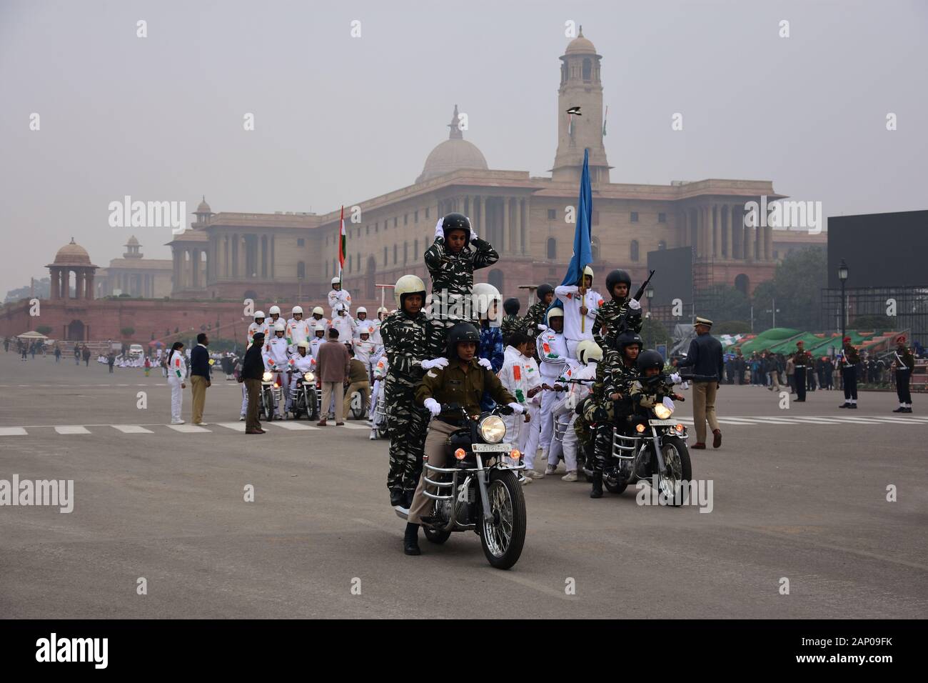 Soldiers on motorcycles take part in the rehearsals for the upcoming ...