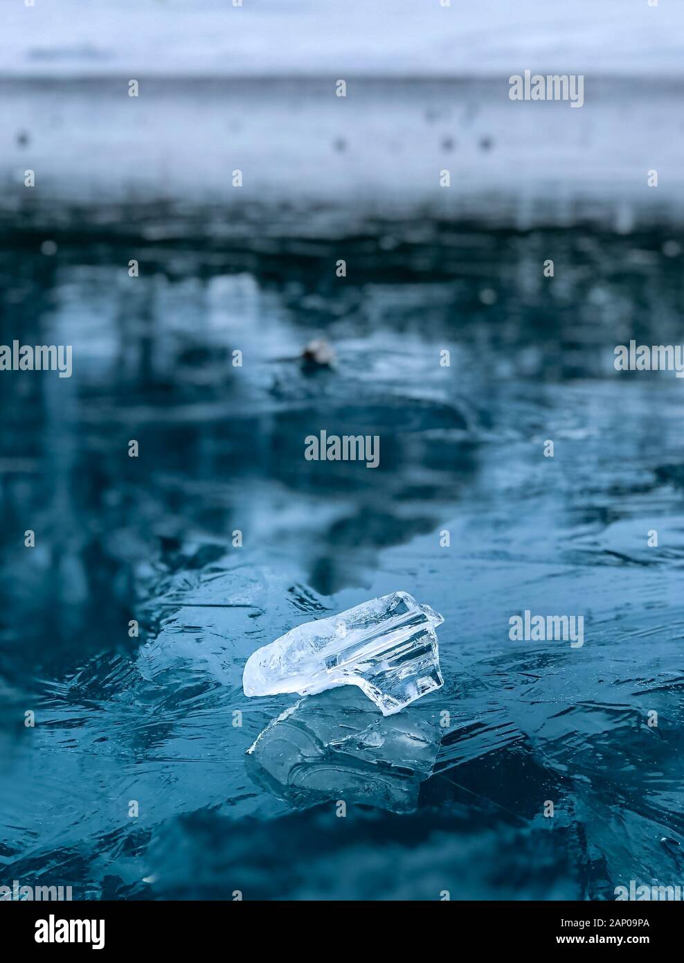 chunks of ice on frozen lake Oeschinensee in the Bernese Alps Stock ...